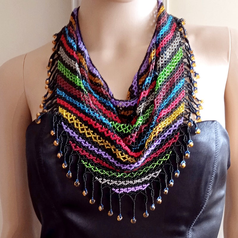 Scarf With Beads - Etsy