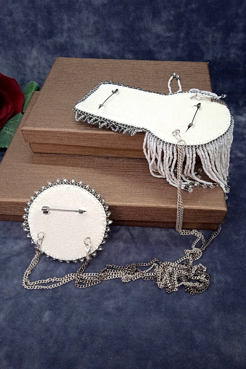 White Epaulette With Brooch.epaulettes Bead Embroidered.fringe ...