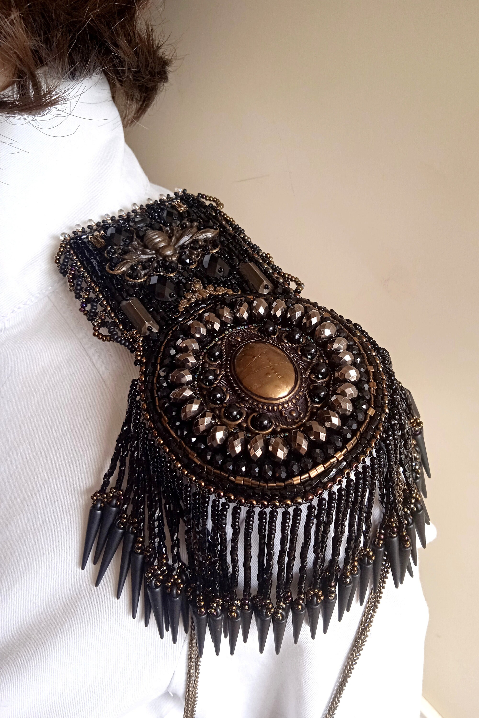 2beaded Epauletes.epaulettes With Brooch.epaulettes Bead - Etsy