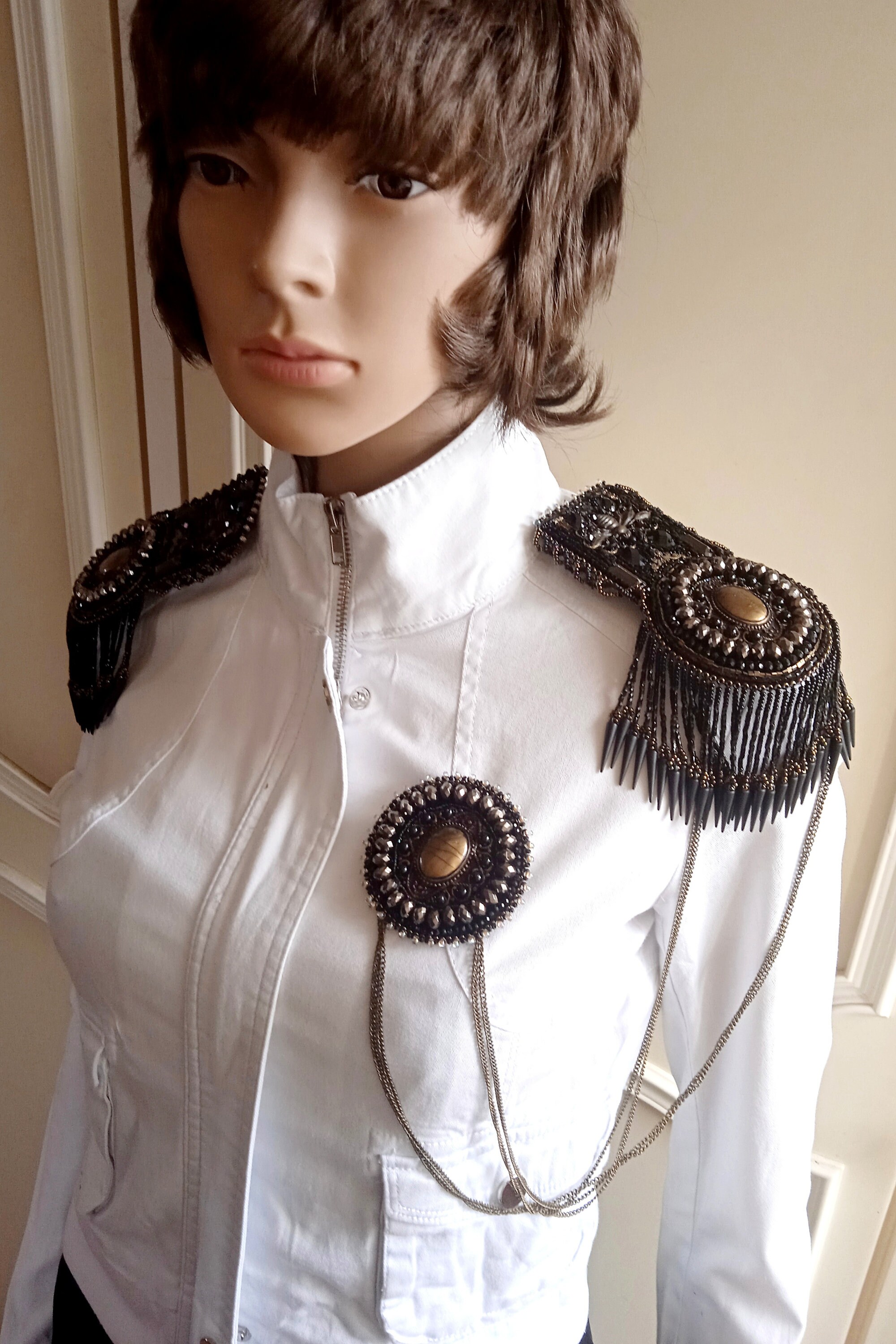 2beaded Epauletes.epaulettes With Brooch.epaulettes Bead Embroidered ...