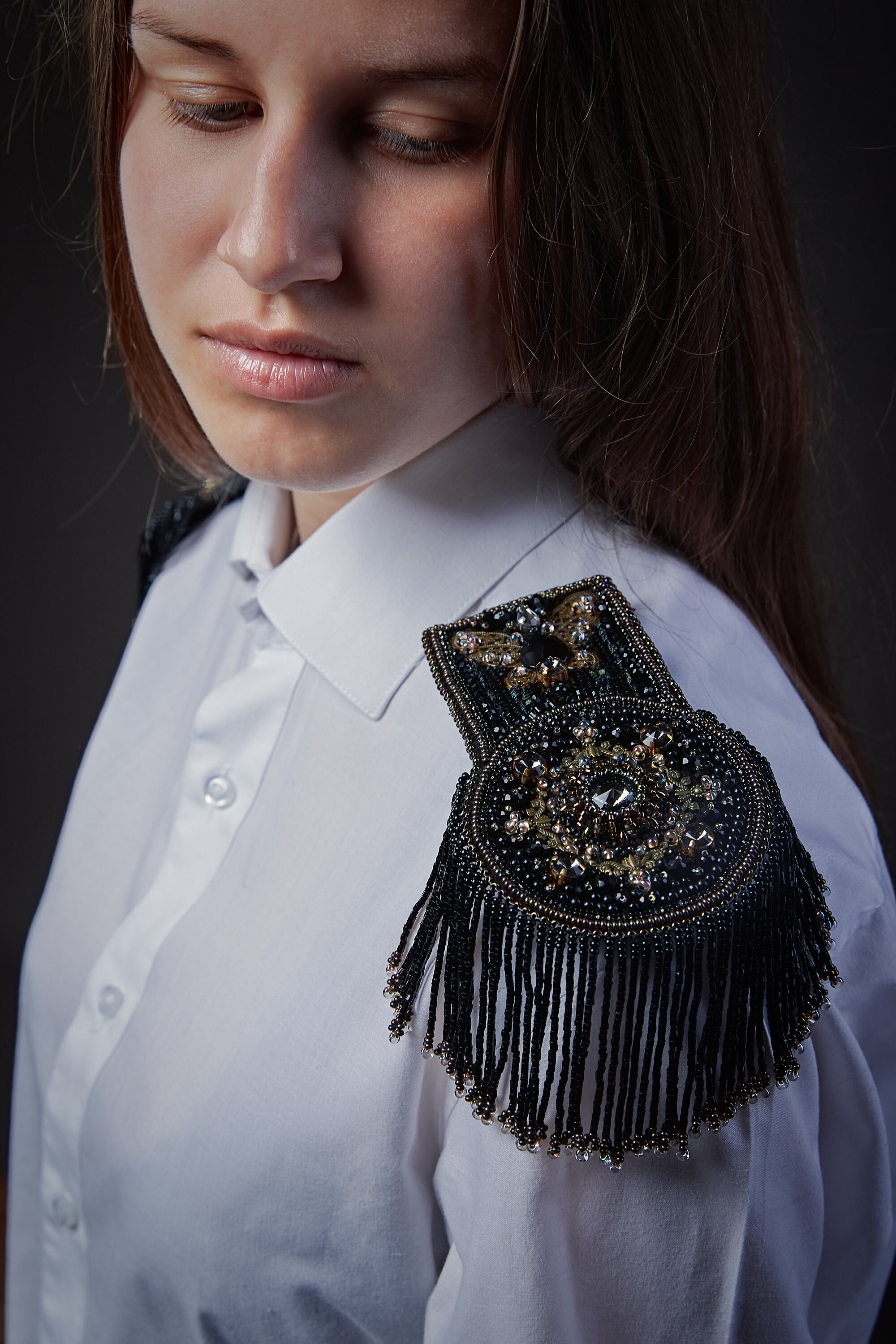 2 Beaded Epaulette.embroidered Epaulette.beaded Epaulette With Fringe ...