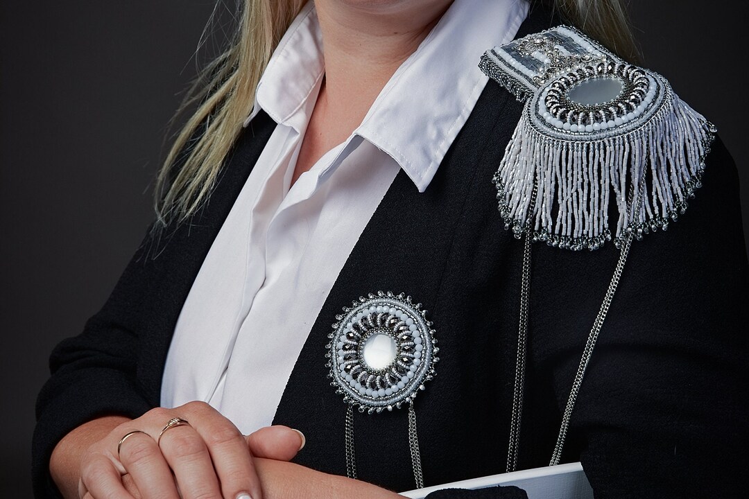 White Epaulette With Brooch.epaulettes Bead Embroidered.fringe ...