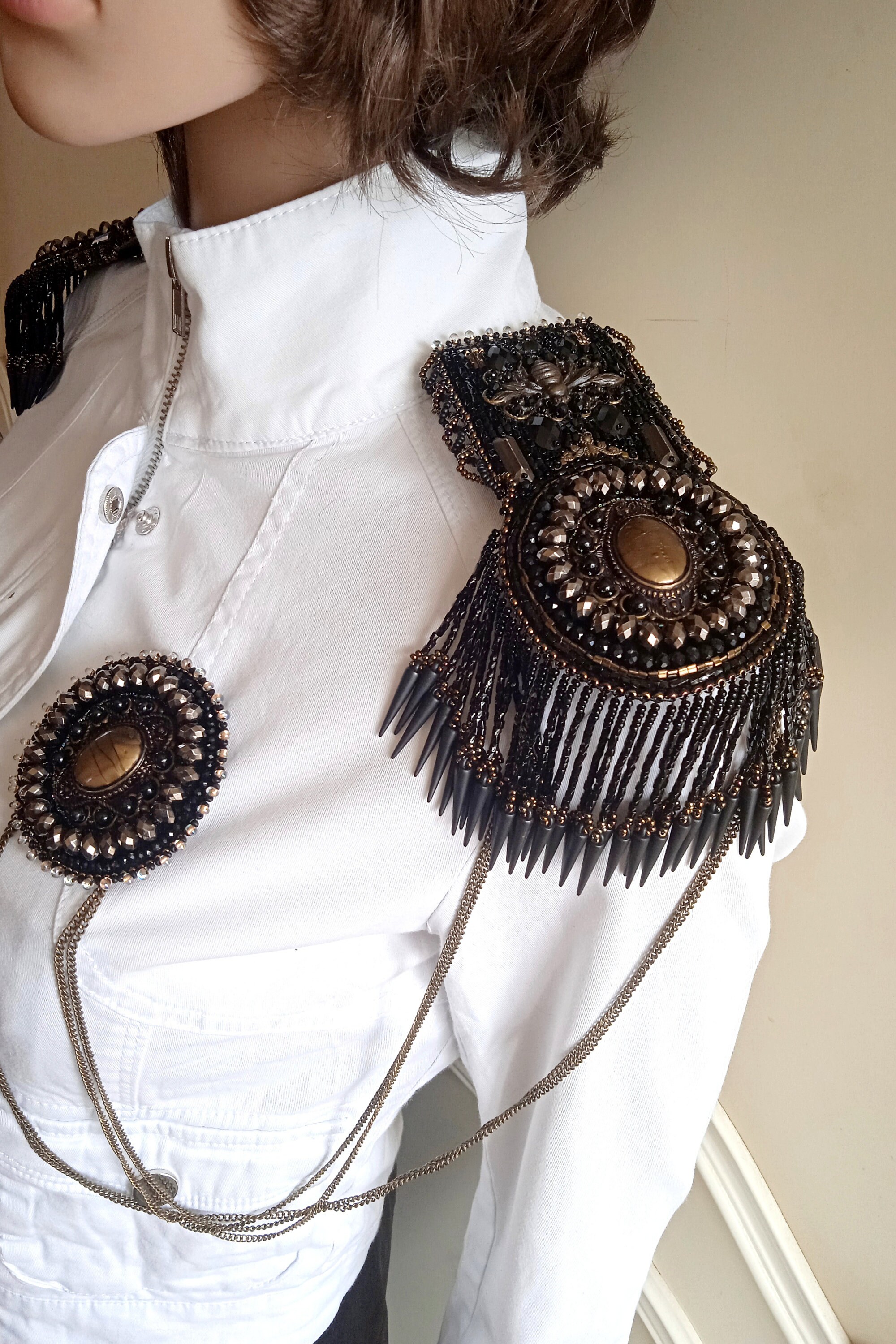 2beaded Epauletes.epaulettes With Brooch.epaulettes Bead - Etsy