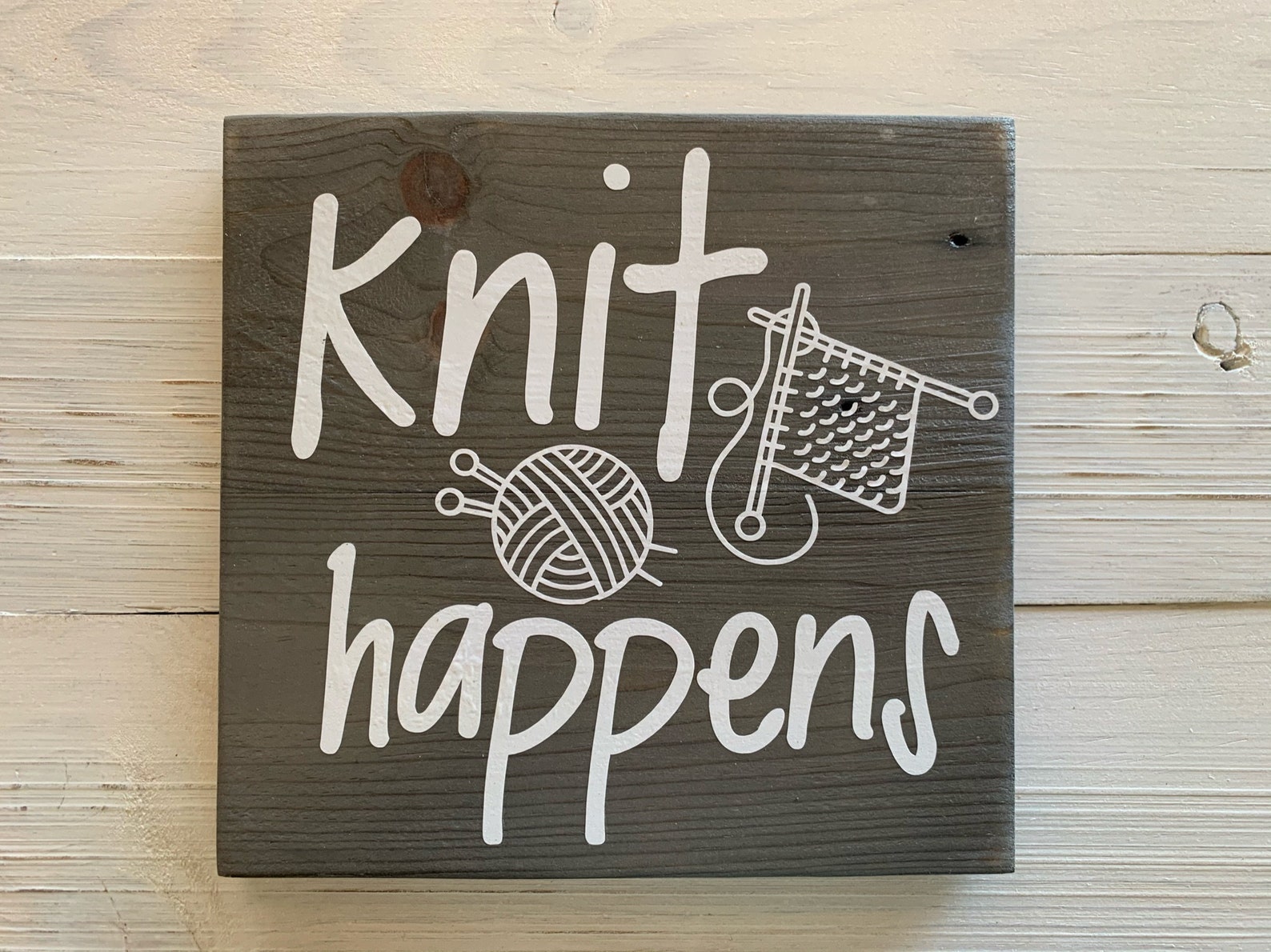 Knit Happens Sign Handcrafted wood sign crafting room | Etsy