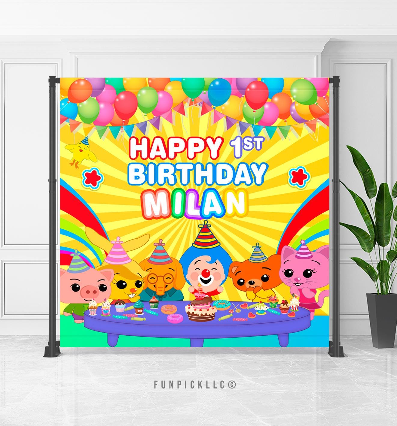 Plim Plim Banner | Plim Plim the Clown Backdrop | Plim Plim Wall Decor ...