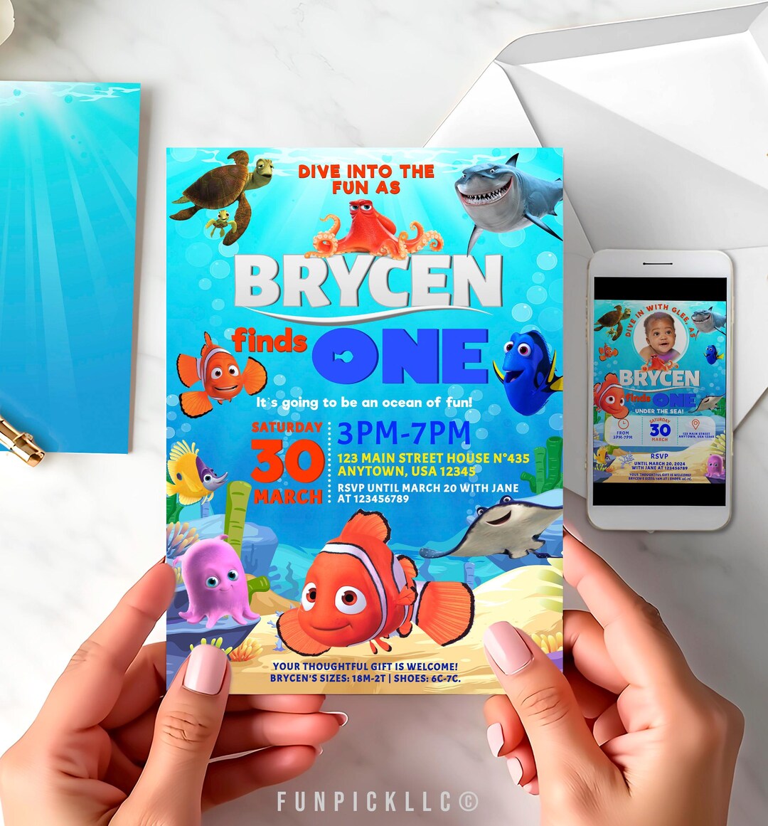 Finding Nemo Invitation for DIY, Finding Dory E-invite, Nemo Theme ...