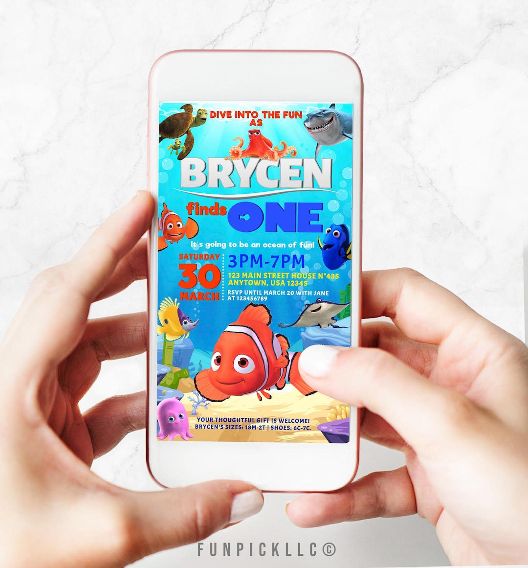 Finding Nemo E-invite Template for DIY, Finding Dory Text Message ...