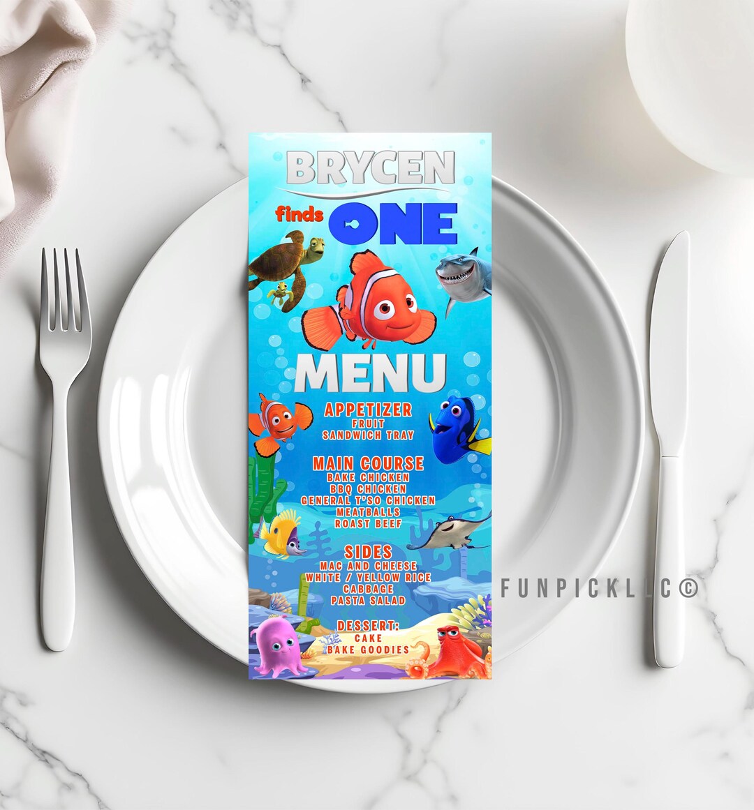 Finding Nemo Menu for DIY, Finding Dory Menu Template, Nemo Theme ...