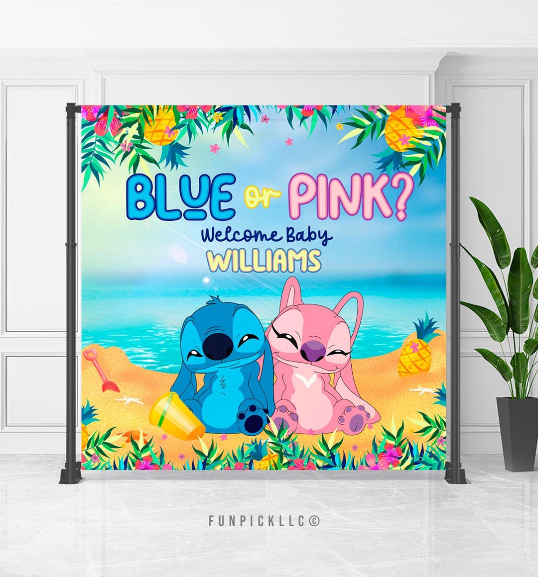Stitch Gender Reveal Banner | Stich und Engel Hintergrund | Stitch ...