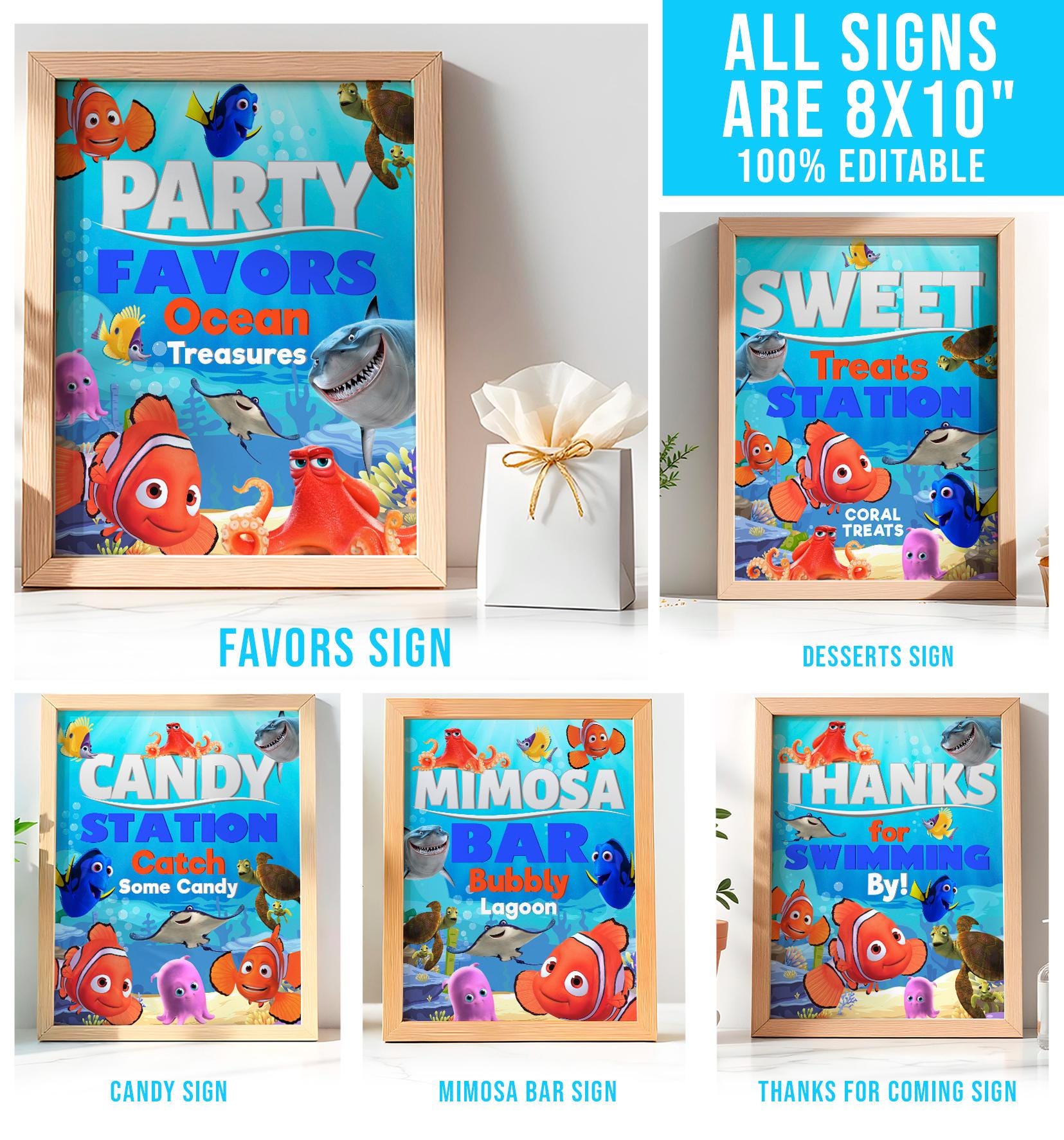 Finding Nemo Bundle Signs for DIY, Finding Dory Party Signs Pack, Nemo ...