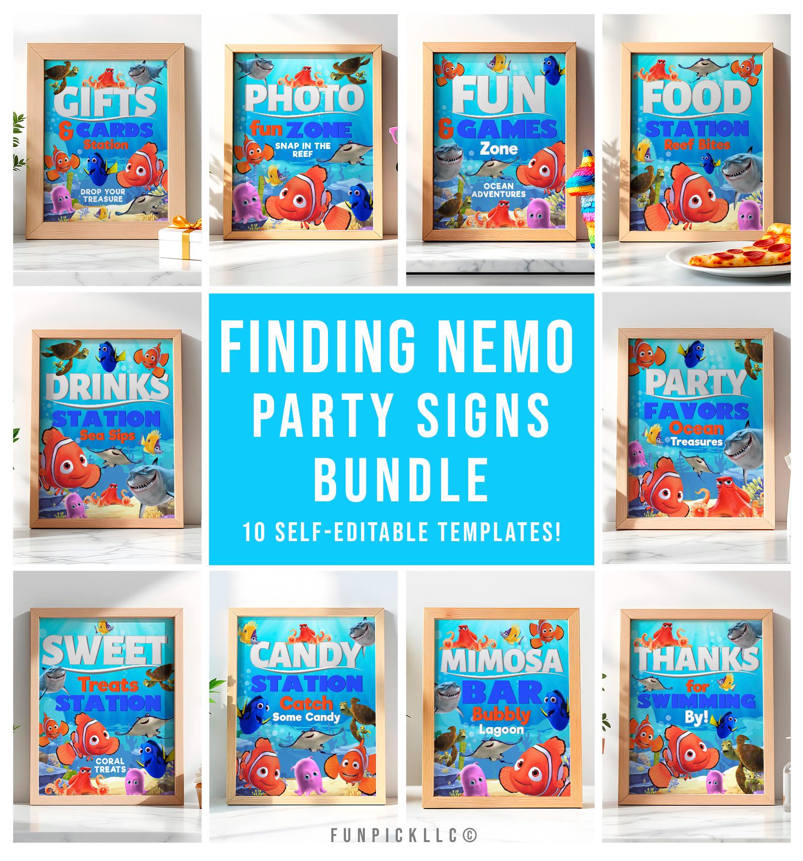 Finding Nemo Bundle Signs for DIY, Finding Dory Party Signs Pack, Nemo ...