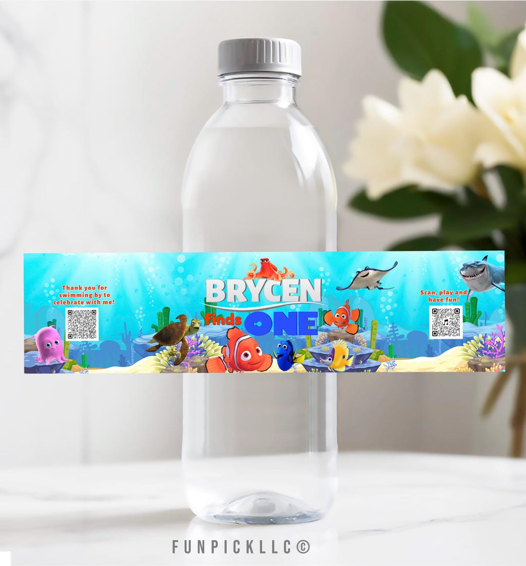 Finding Nemo Water Bottle Label for DIY, Finding Dory Sticker for ...