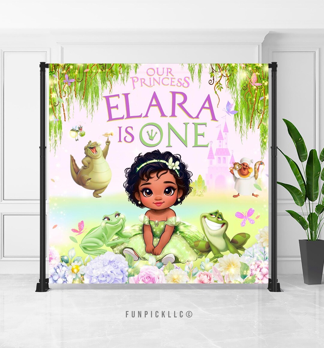 Princess Tiana Banner | Baby Tiana Backdrop | Princess Tiana Wall Decor ...