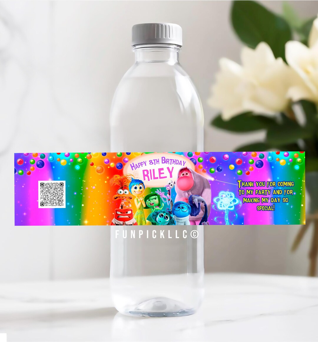 Inside Out Water Bottle Label for DIY, Disney Inside Out Sticker for ...