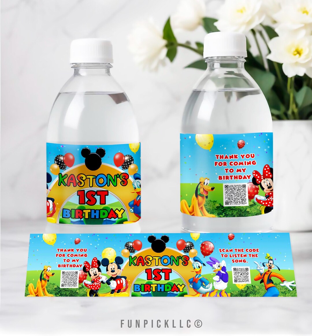 Mickey Mouse Water Bottle Label for DIY, Mickey and Minnie Sticker for ...
