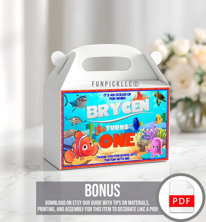 Finding Nemo Gable Box Label for DIY, Finding Dory Box Label, Nemo ...