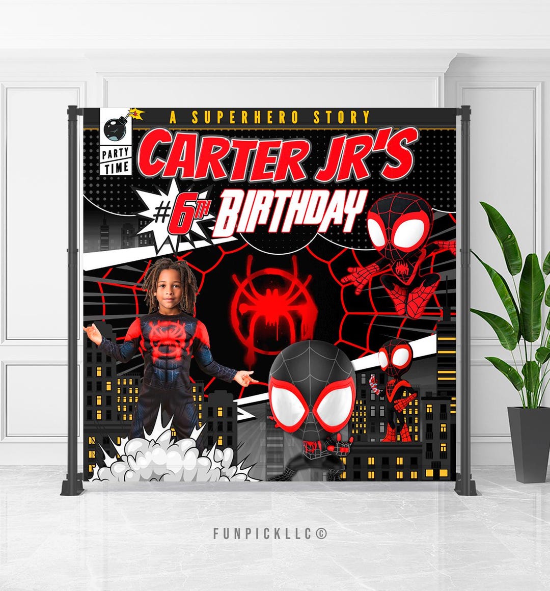 Spiderman Banner | Spider Verse Backdrop | Spiderman Wall Decor | Mike ...