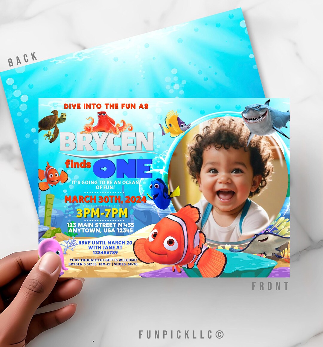 Finding Nemo Invitation for DIY, Finding Dory Digital Invitation, Nemo ...