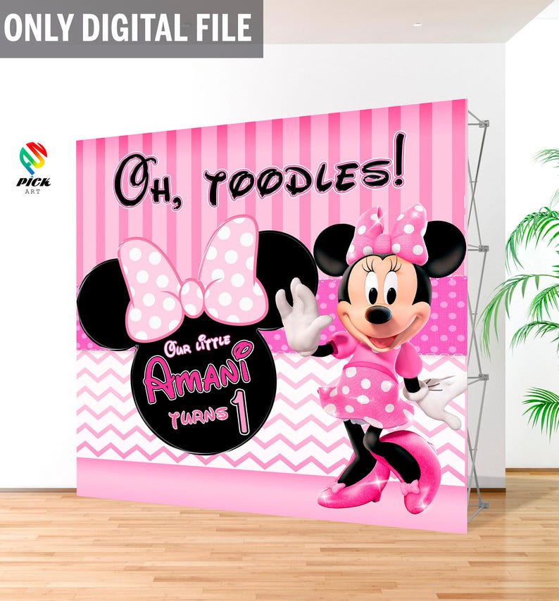 Minnie Digital Banner | Mickey Banner | Minnie Pink Backdrop | Minnie ...