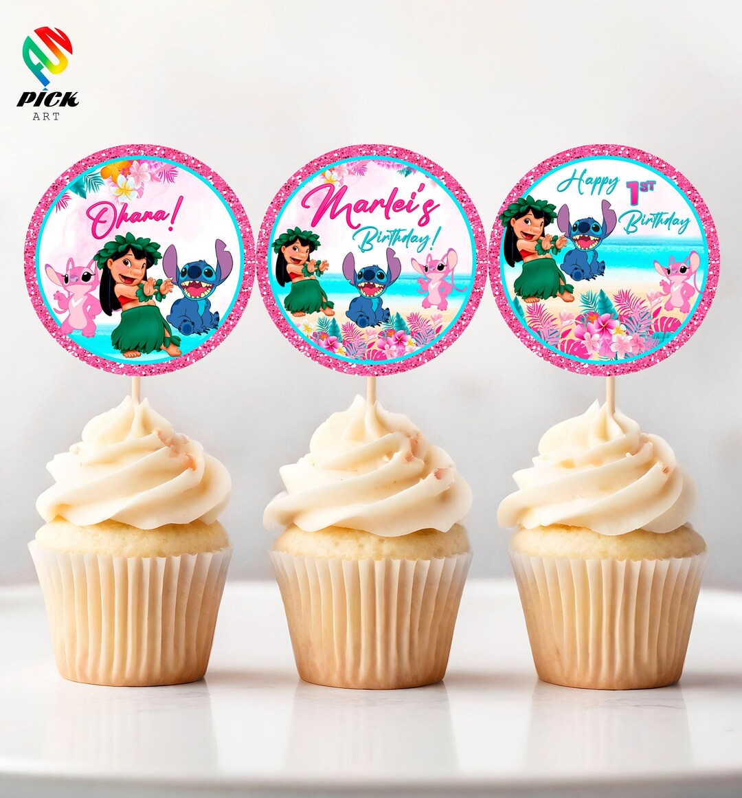 Lilo and Stitch Cupcake toppers for DIY, Stitch and Angel Personalized ...