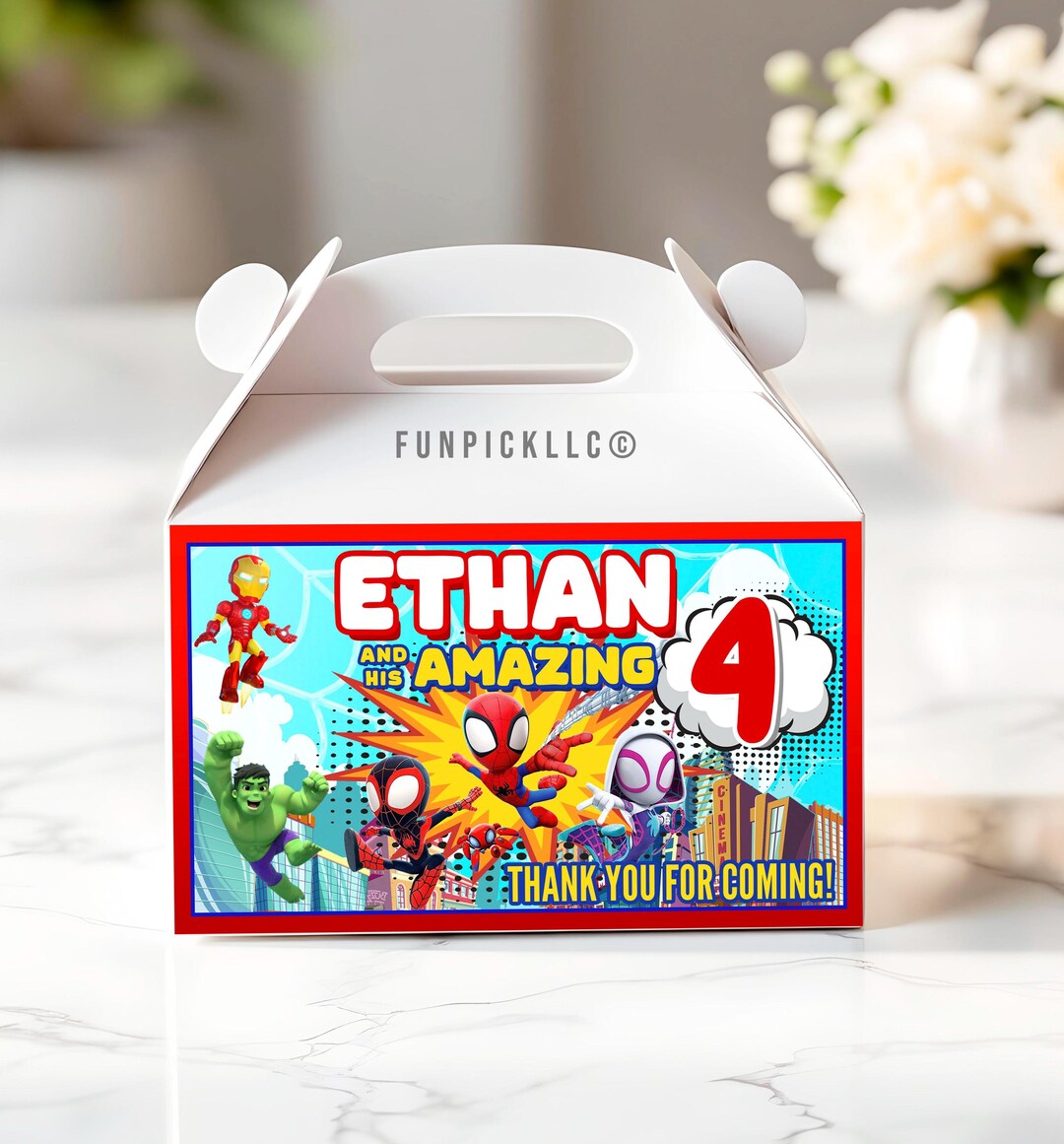 Spidey Birthday Gable Box Label for DIY, Spidey and Friends Box Label ...