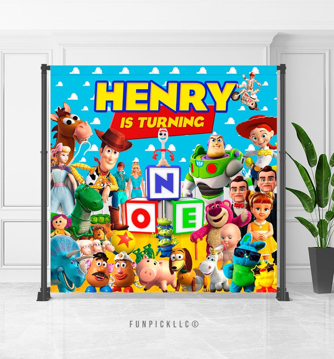 Toy Story Birthday Banner | Toy Story Backdrop | Toy Story Wall Decor ...
