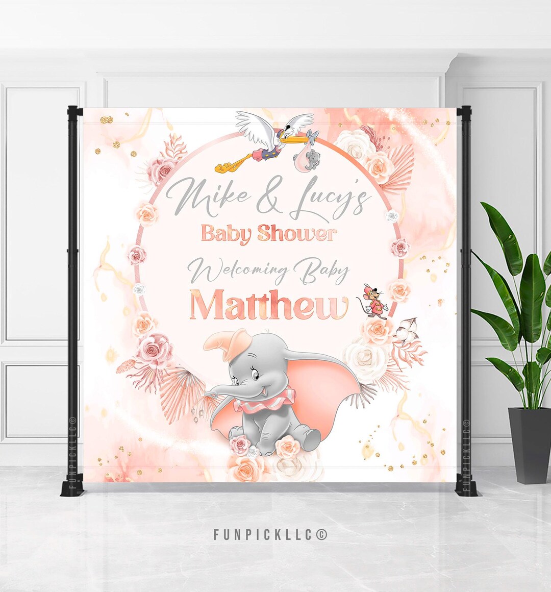 Dumbo Banner | Elephant Sign | Dumbo Elephant Backdrop | Dumbo Birthday ...