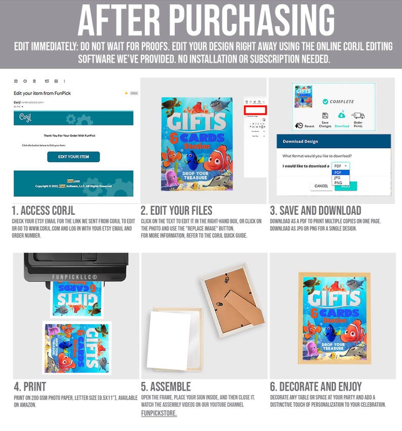 Finding Nemo Bundle Signs for DIY, Finding Dory Party Signs Pack, Nemo ...