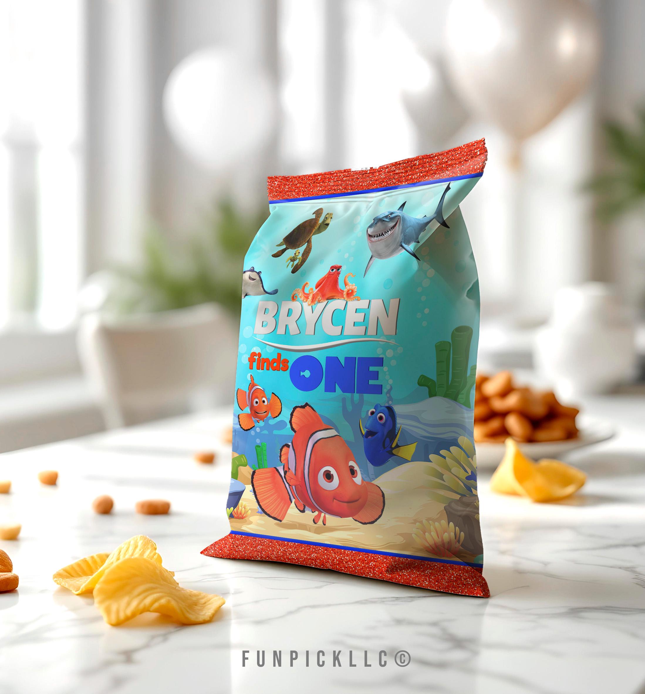 Finding Nemo Chip Bag Wrap for DIY, Finding Dory Chip Label, Nemo Chips ...