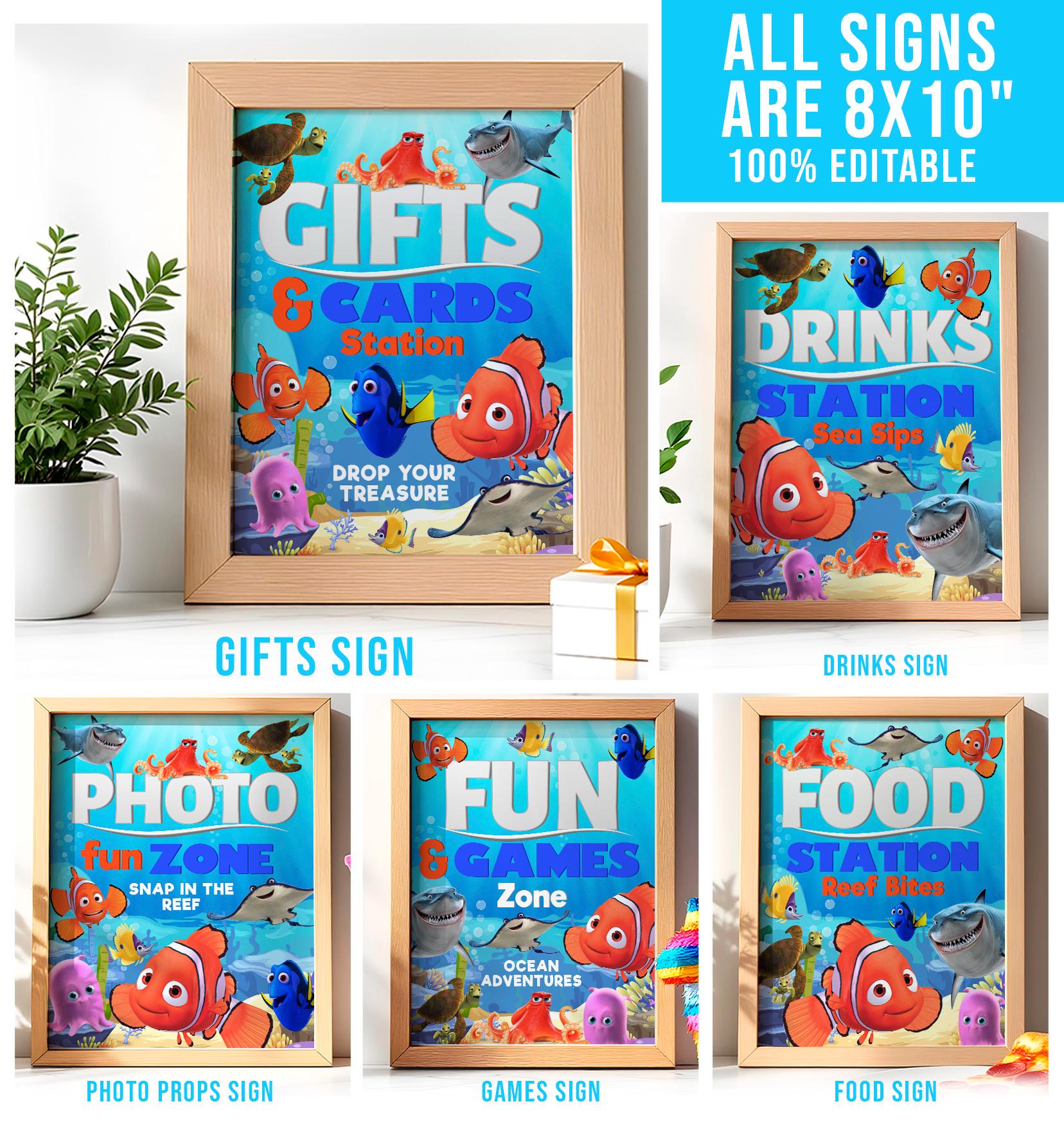 Finding Nemo Bundle Signs for DIY, Finding Dory Party Signs Pack, Nemo ...
