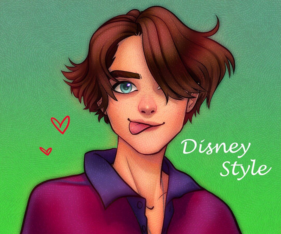 Disney Style Cartoon Portrait Drawings - Etsy