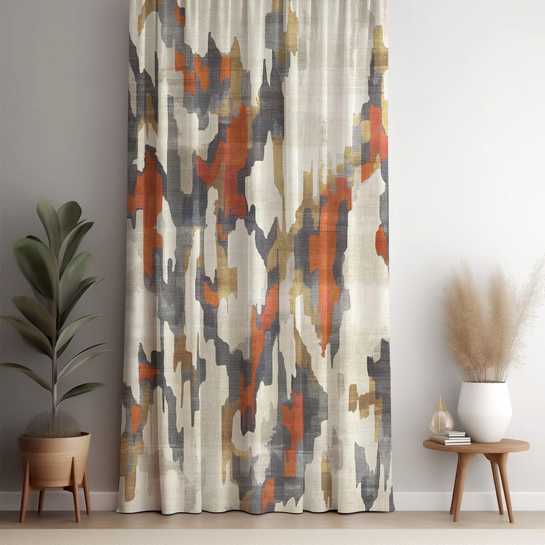 Abstract Ikat Curtain Panels, Modern Texture Window Panel, Artistic ...