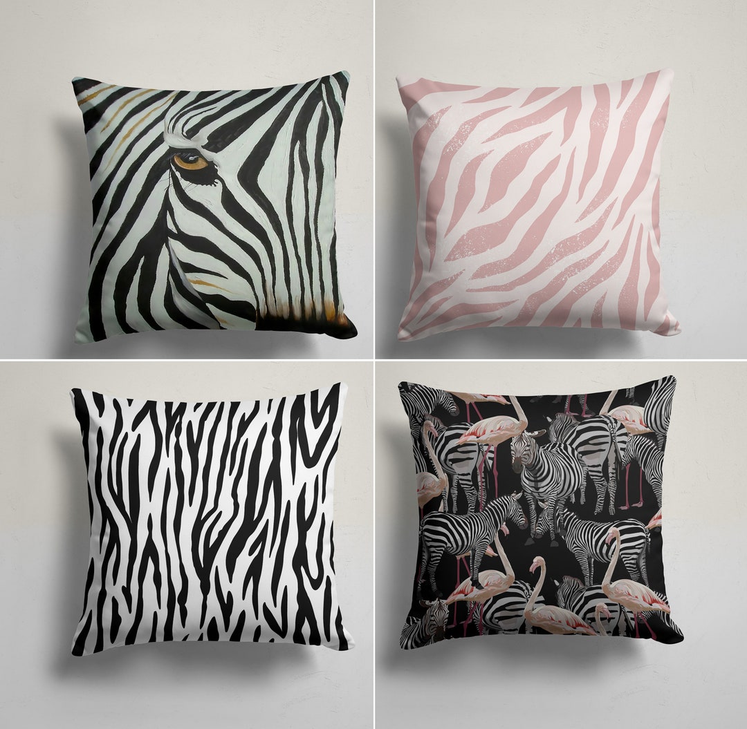 Zebra Print Cushion Cover, Zebra Print Cushion, Zebra Lumbar Pillow ...
