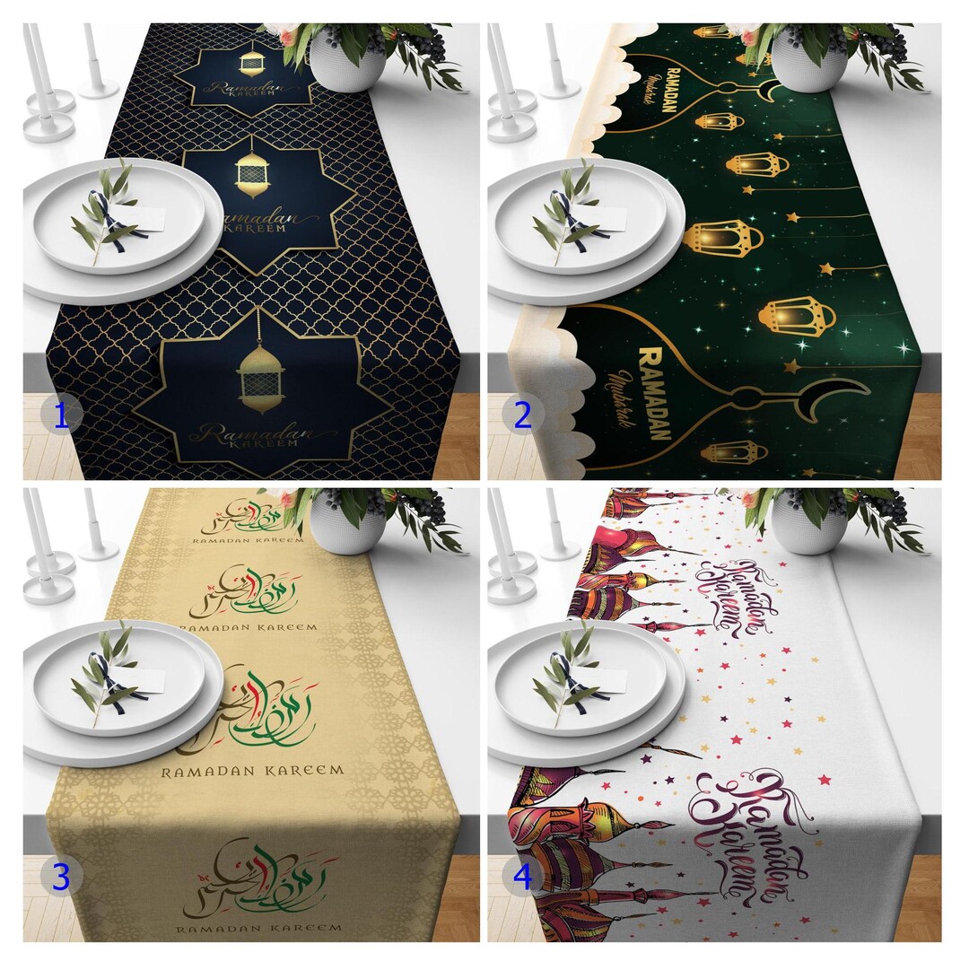 Ramadan Lantern Table Runner, Ramadan Kareem Table Runner, Eid Mubarak ...