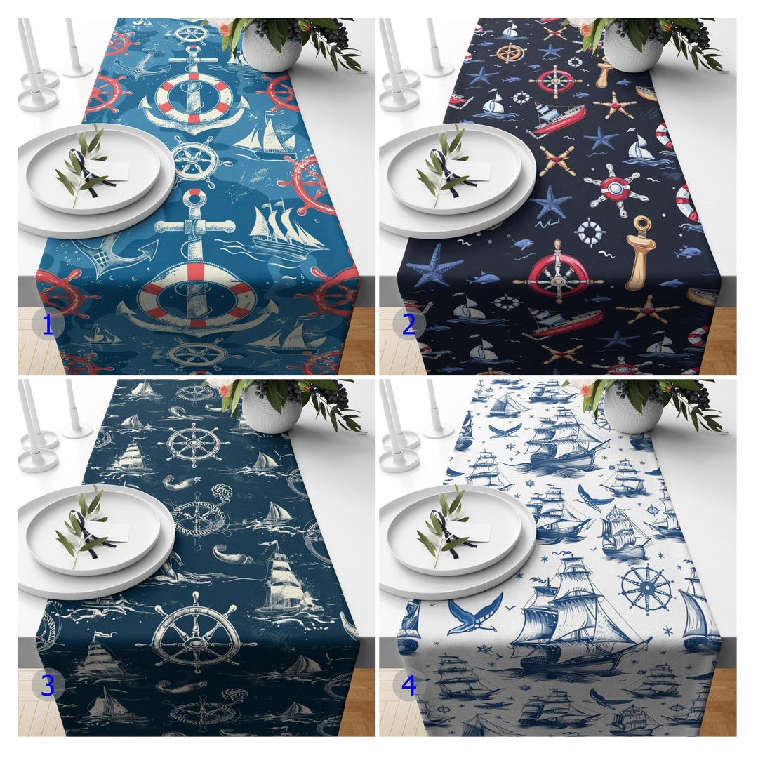 Sailboat Table Runners, Sea Inspired Table Runner, Coastal Table ...