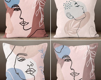 Abstract Line Art Pillow Cover Minimalistic Cushion Cover - Etsy