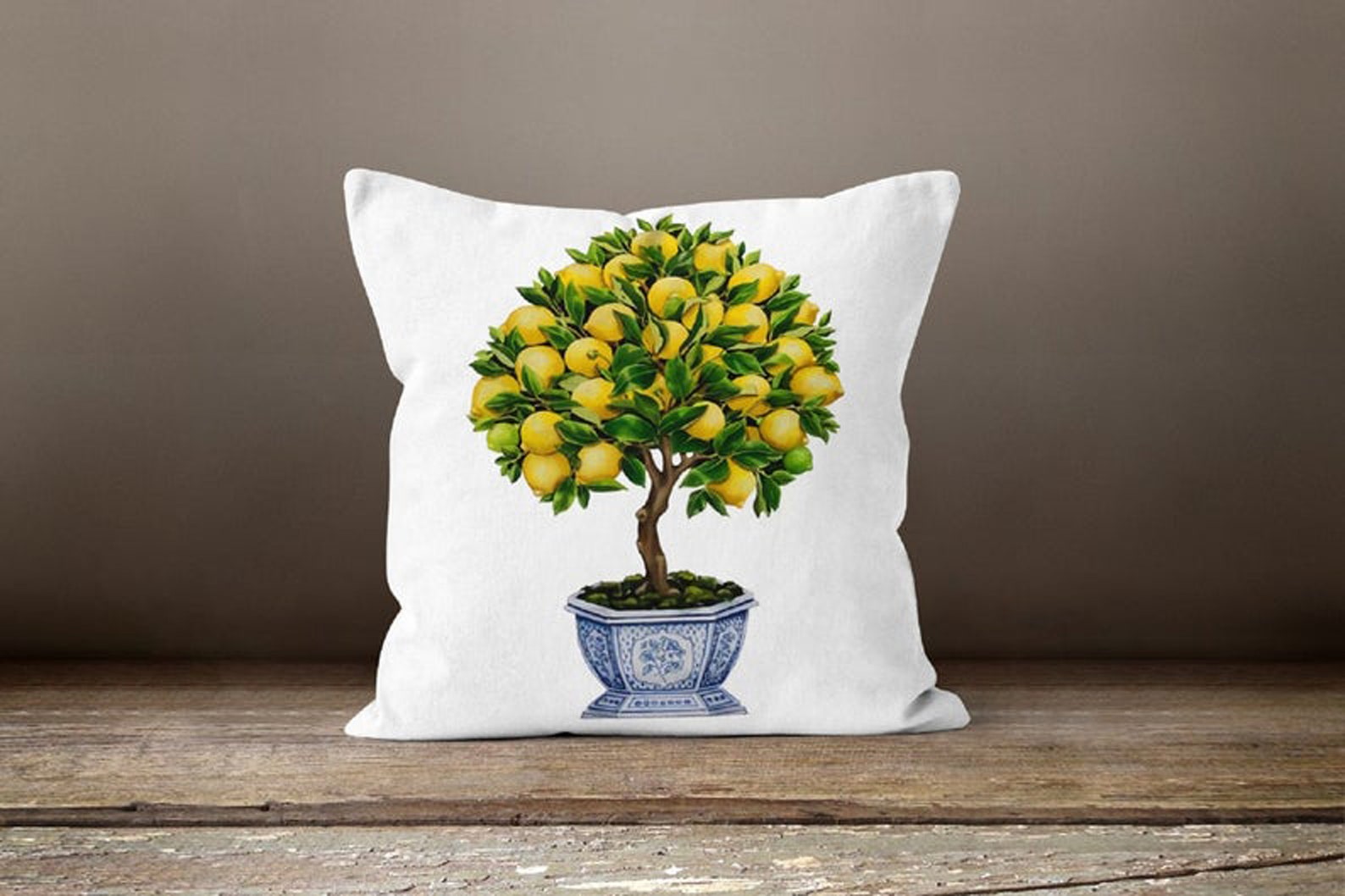 Lemons Pillow Cover Decorative Lemon Tree Topiary Cushion - Etsy UK