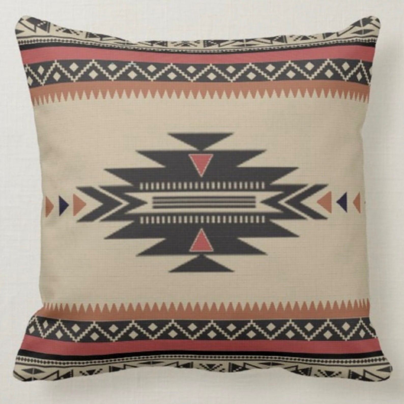 Rustic Lumbar Case, Southwestern Pillow Cover, Worn Looking Rug Design ...