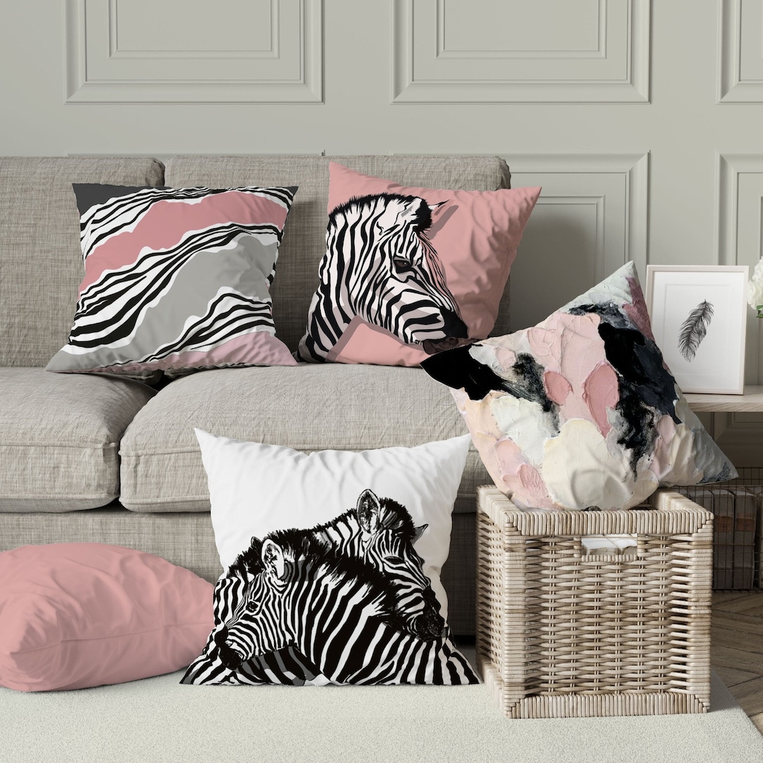 Zebra Print Cushion Cover, Zebra Print Cushion, Zebra Lumbar Pillow ...