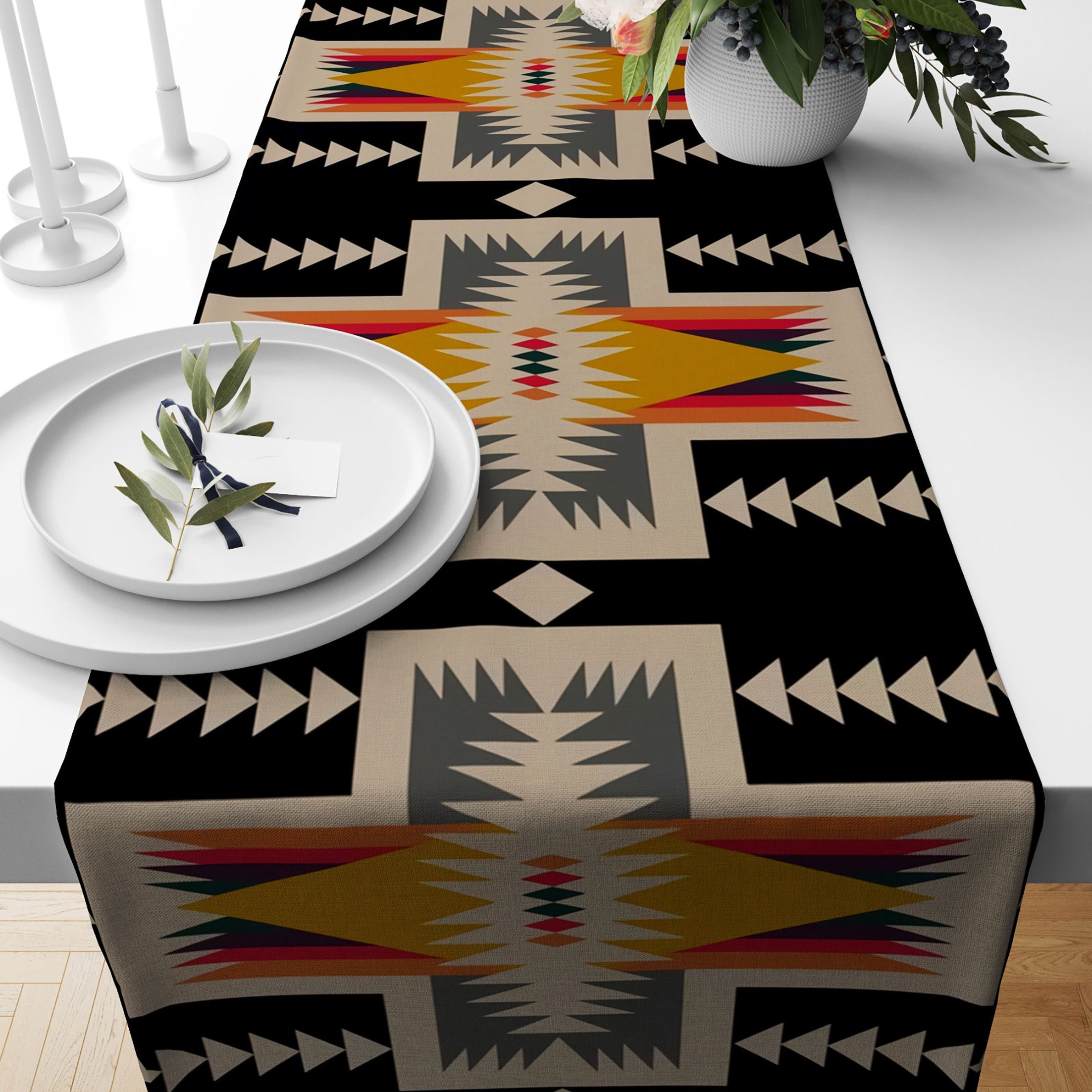 Aztec Table Runner Tribal Kitchen Runners Southwestern | Etsy