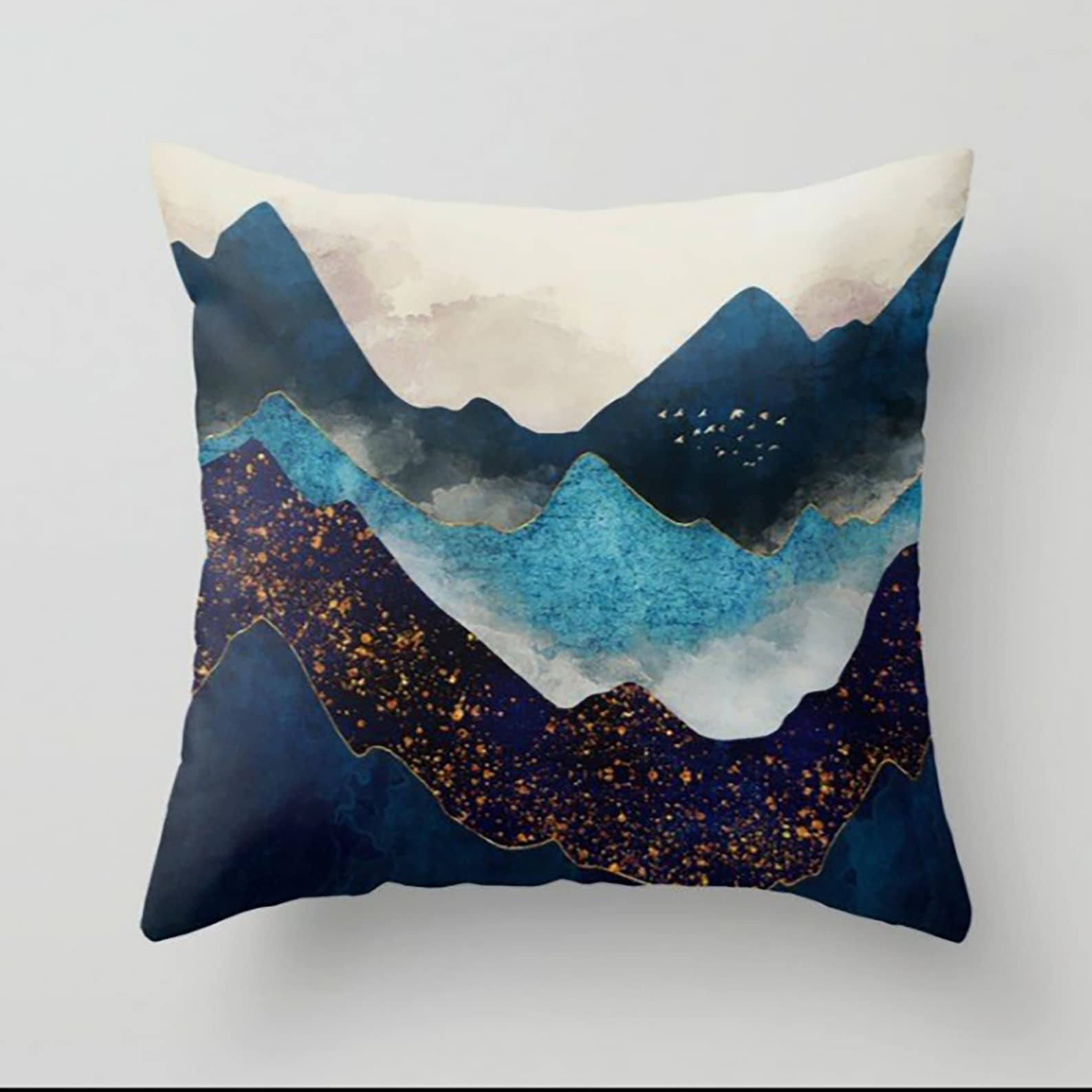 Mountain Pillow Cover, Abstract Landscape Pillow Case, Moon and Lake ...