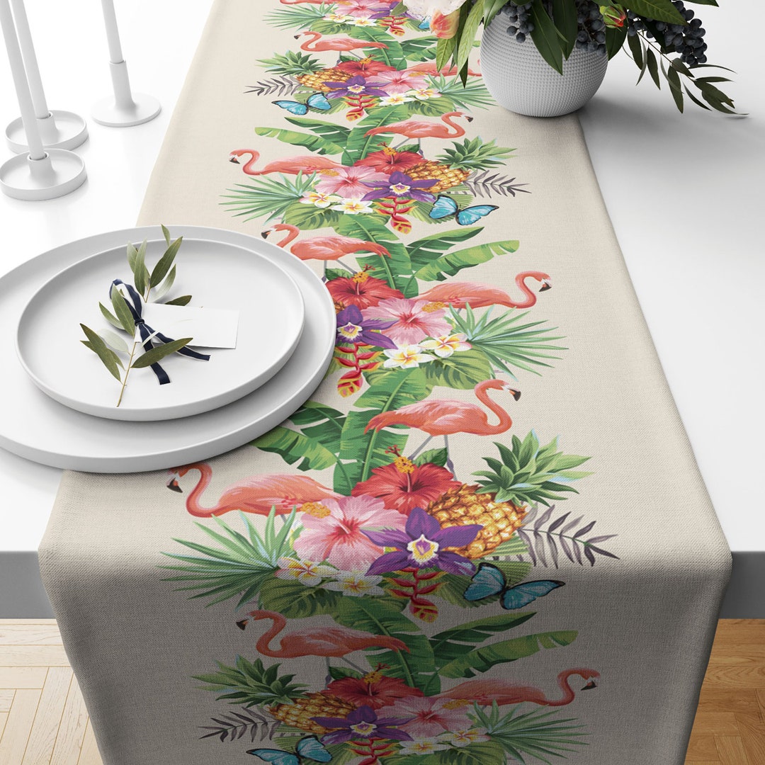 Flamingo Tablecloth, Pink Table Runner, Wild Animals Table Runner ...