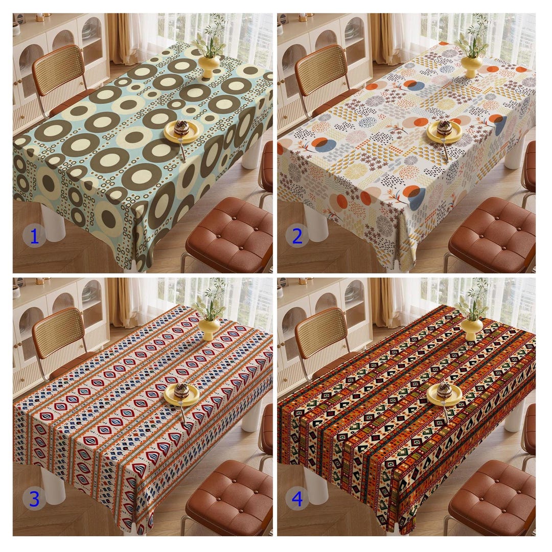 Modern Abstract Circles Tablecloth, Stylish Dining Decor, Eclectic ...