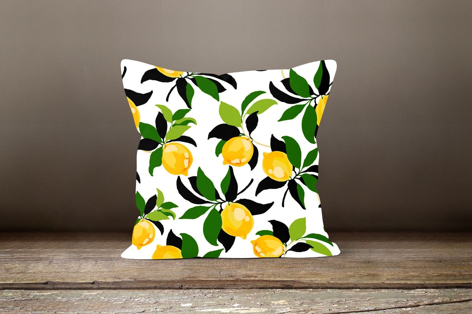 Yellow Lemon Pillow Cover, Lemon Leaves Pillow Case, Kitchen Home Decor ...