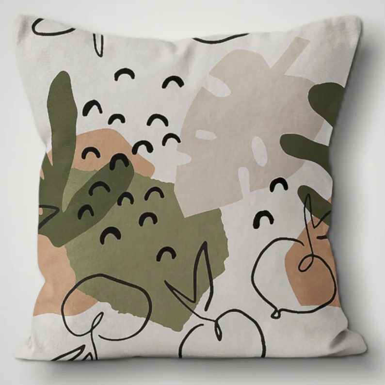 Boho Abstract Pillow Covers, Green Boho Cushion Cover, Modern Accent ...