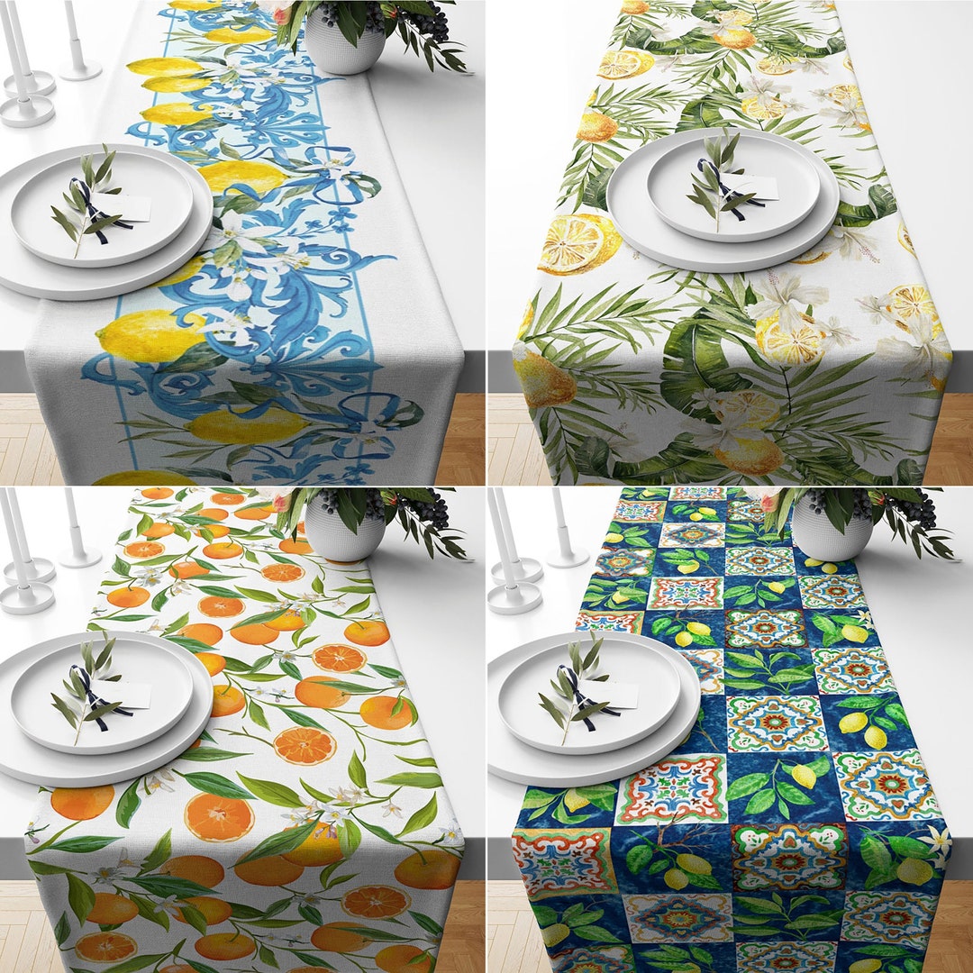 Lemon Theme Table Runner, Farmhouse Table Decor, Summer Wedding Table ...