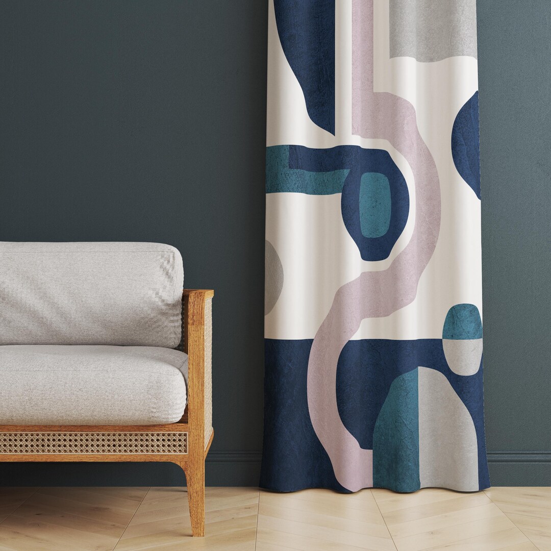 Modern Abstract Shapes Curtain, Soft Geometric Forms Drapes ...