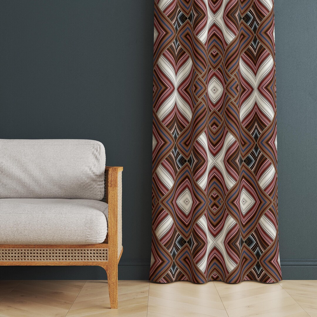 Abstract Geometric Curtain Panel, Modern Pattern Window Drapes ...