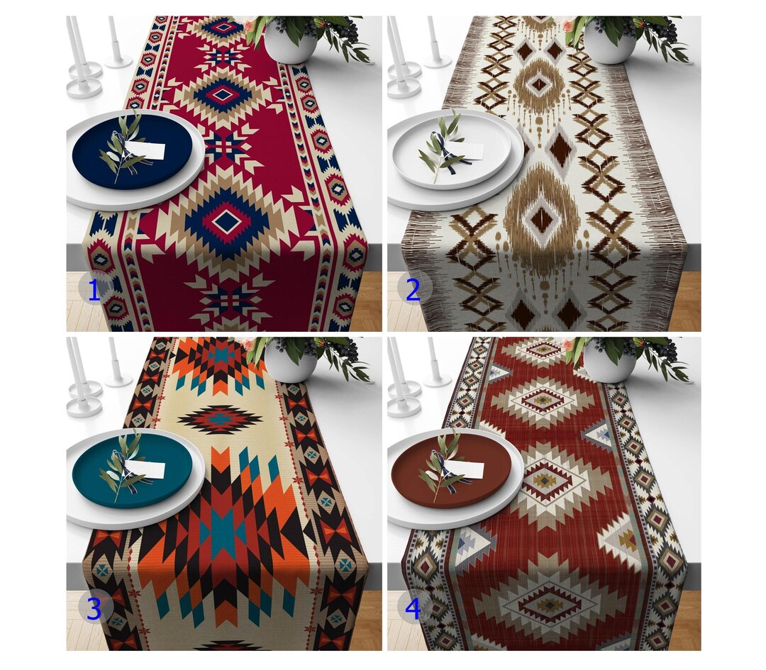 Neutral Tribal Table Runner, Geometric Table Runners, Bohemian Table ...