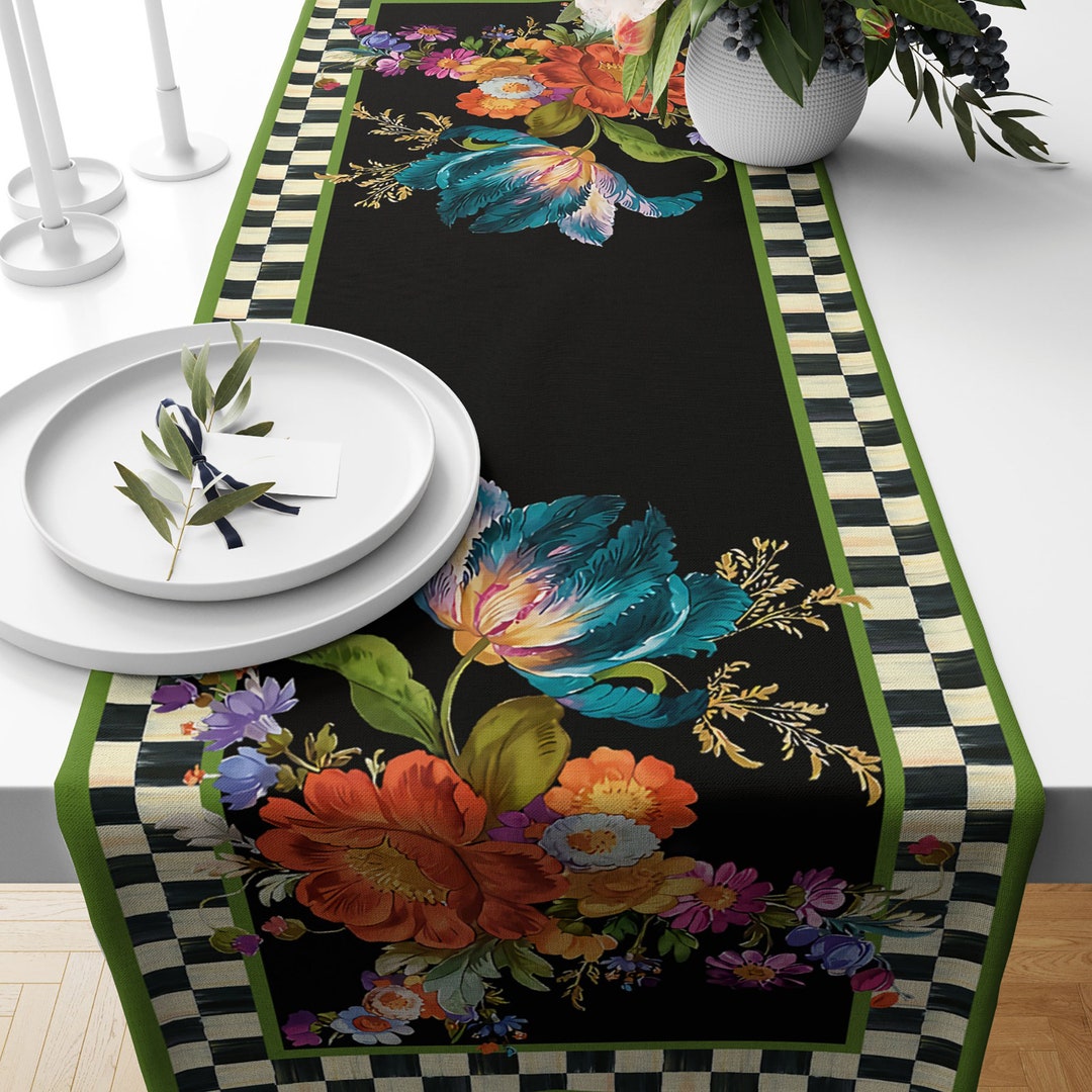 Green Plants Table Runner, Summer Trend Table Top, Floral Home Decor ...